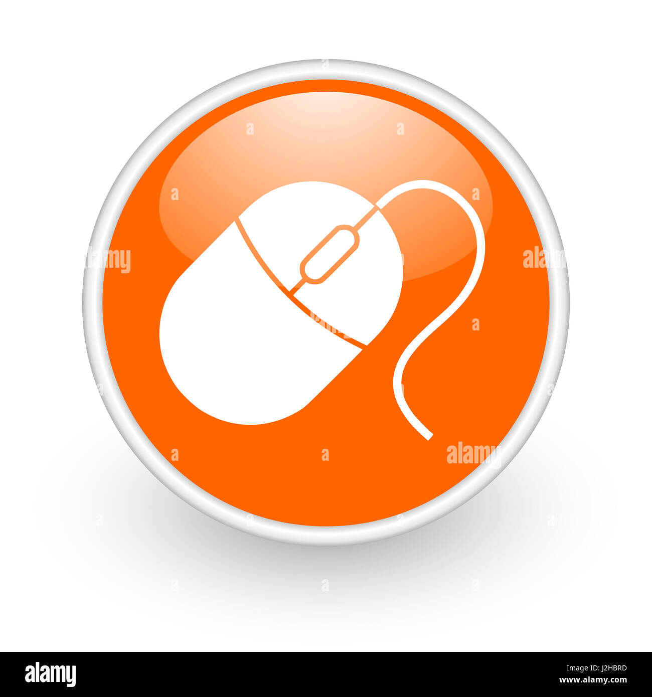 Mouse modern design glossy orange web icon on white background Stock ...