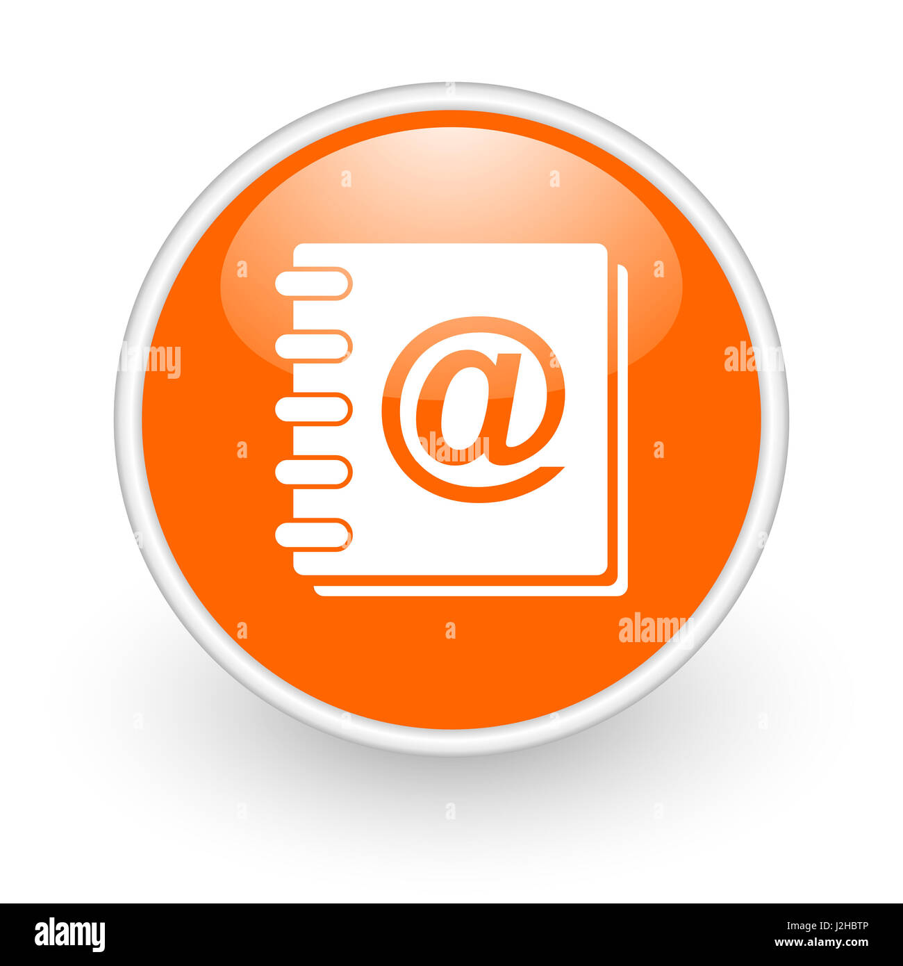 Address book modern design glossy orange web icon on white background ...