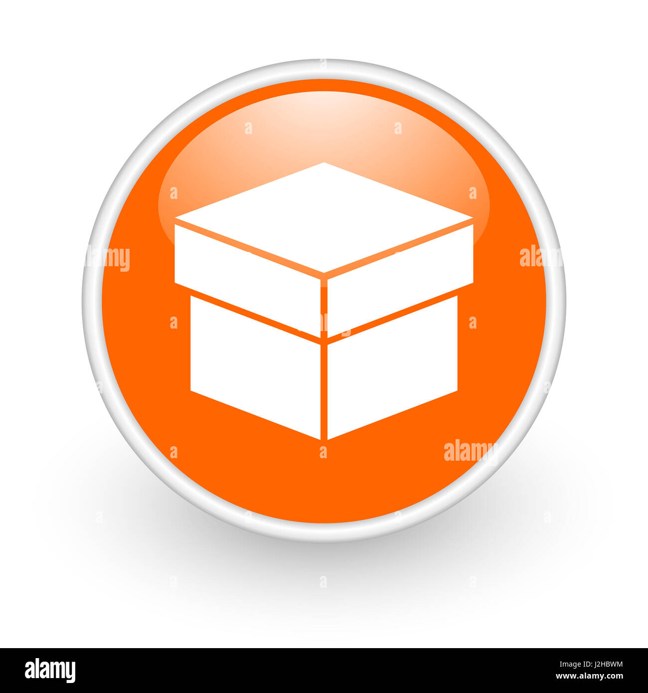Box modern design glossy orange web icon on white background Stock ...