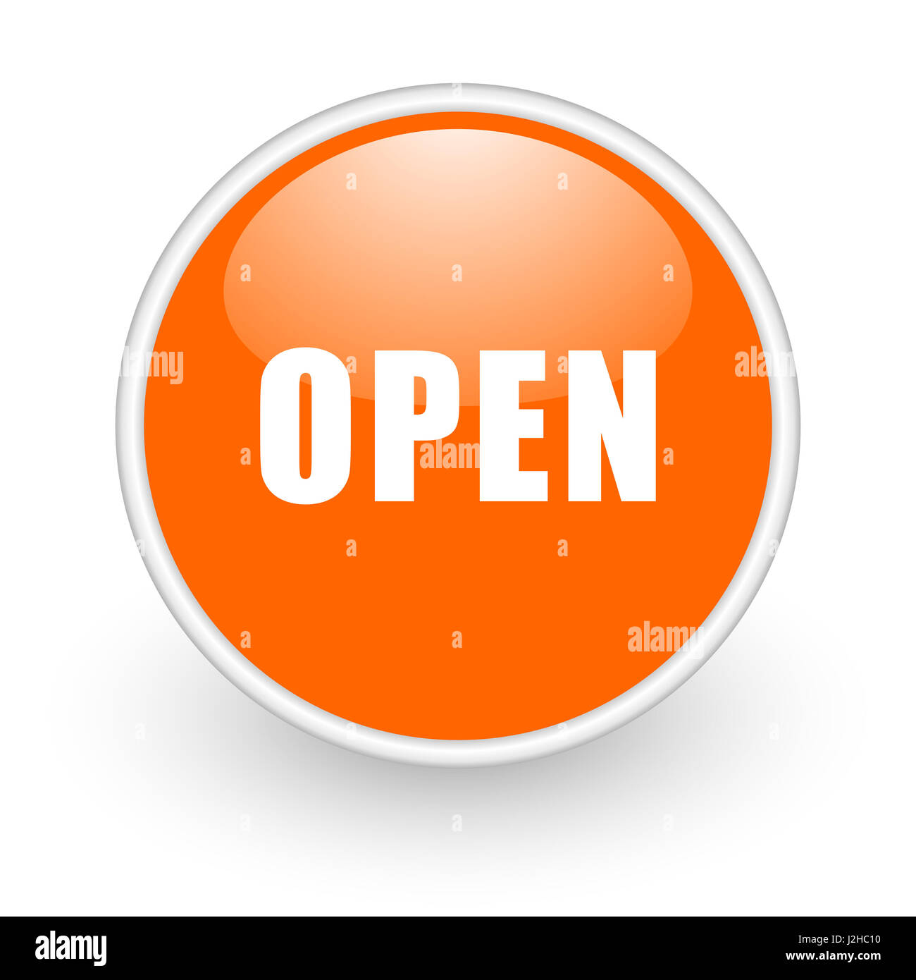 Open modern design glossy orange web icon on white background Stock ...