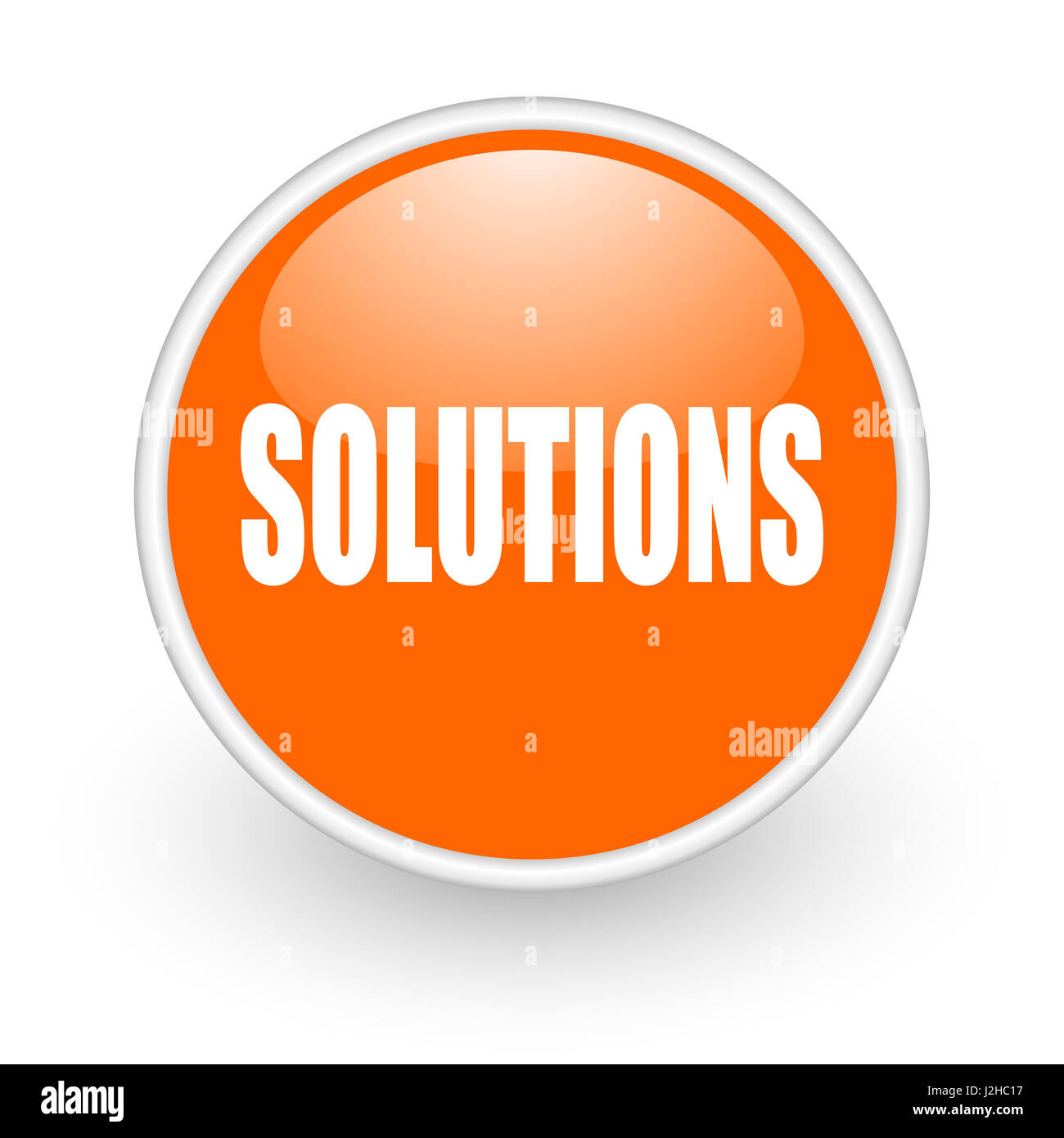 Solutions modern design glossy orange web icon on white background ...