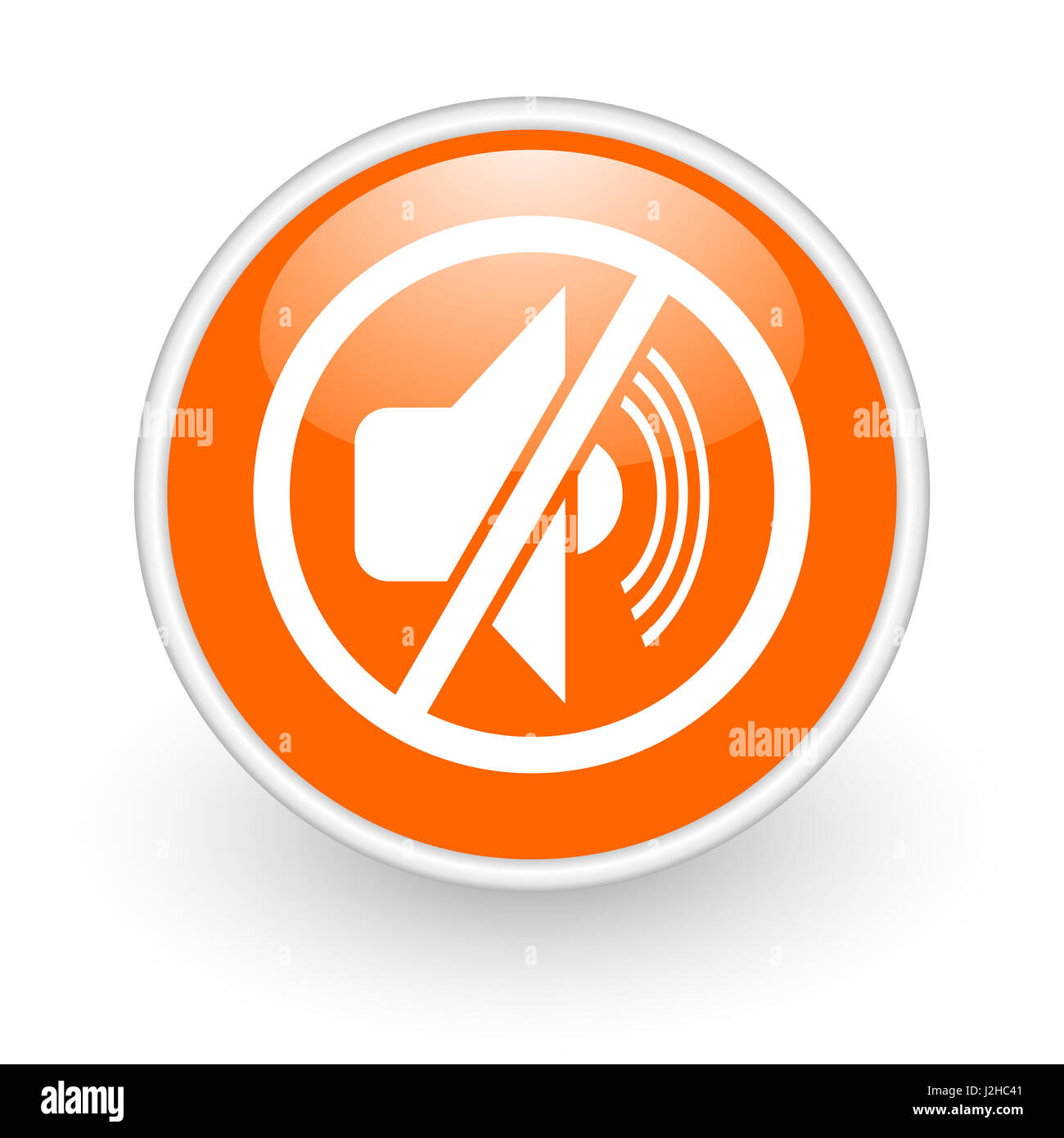 Mute modern design glossy orange web icon on white background Stock ...