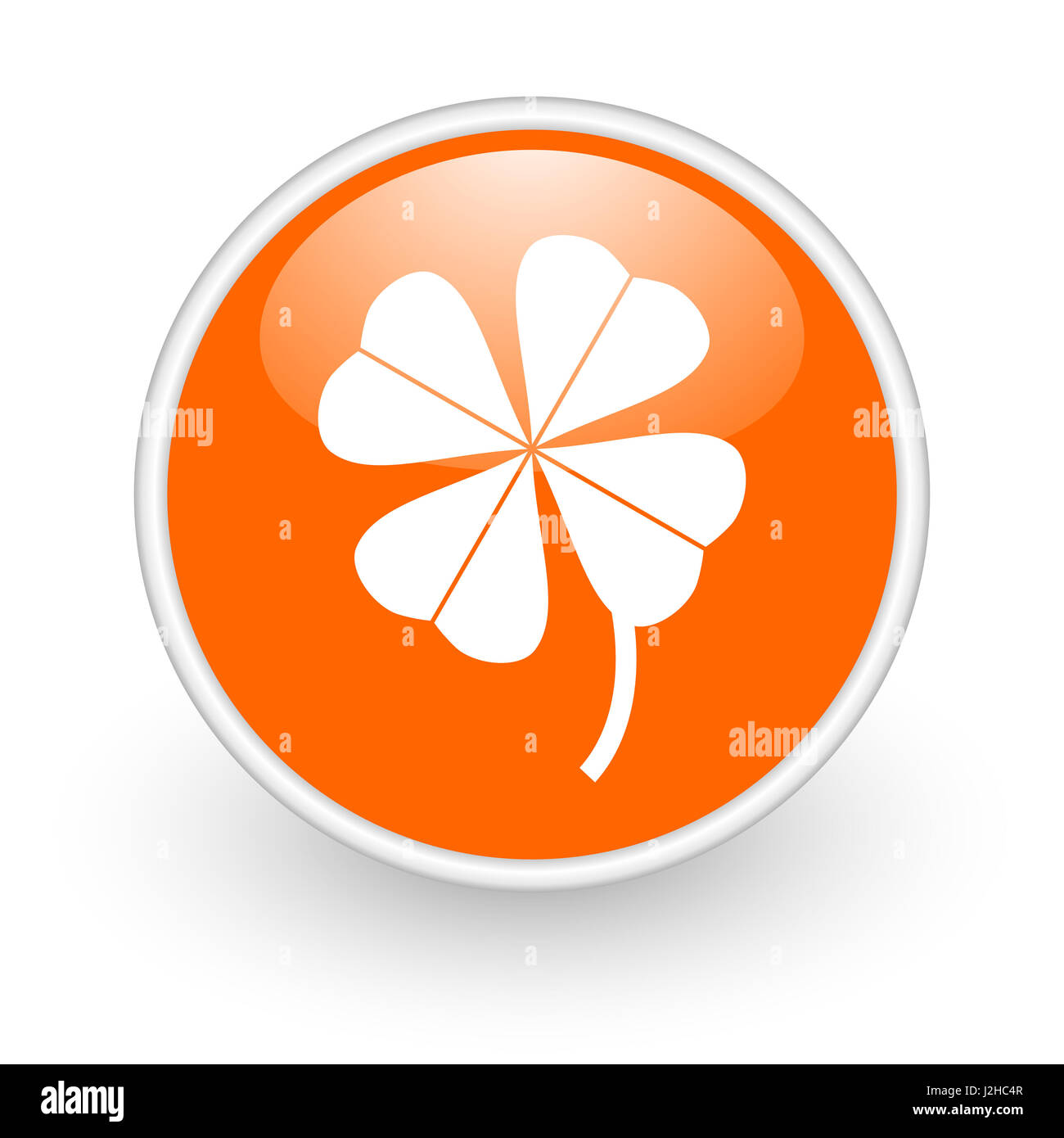 Four-leaf clover modern design glossy orange web icon on white ...