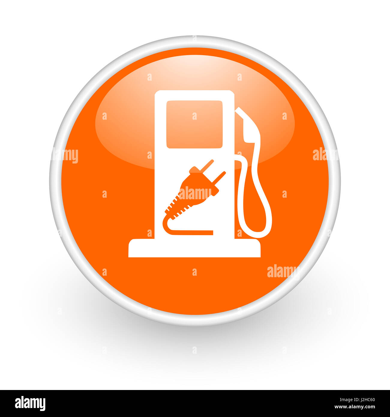 Fuel modern design glossy orange web icon on white background Stock ...