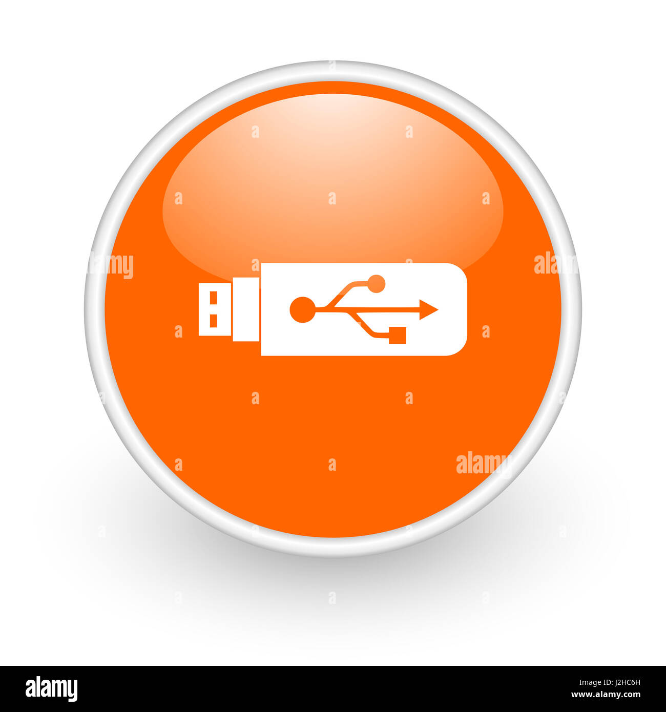 Usb modern design glossy orange web icon on white background Stock ...