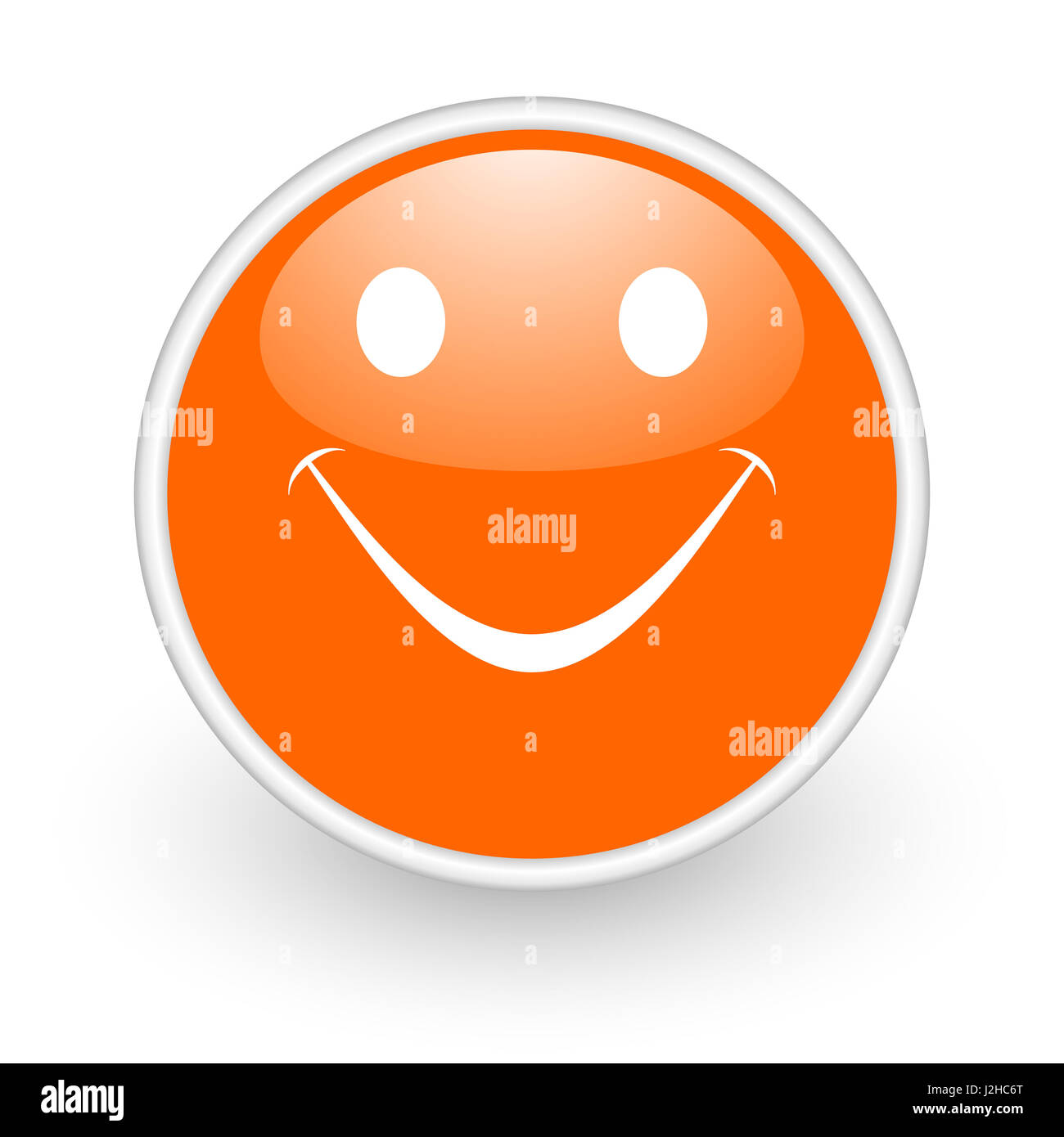 Smile modern design glossy orange web icon on white background Stock ...