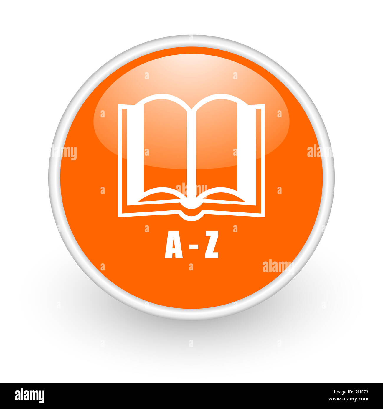Dictionary modern design glossy orange web icon on white background ...