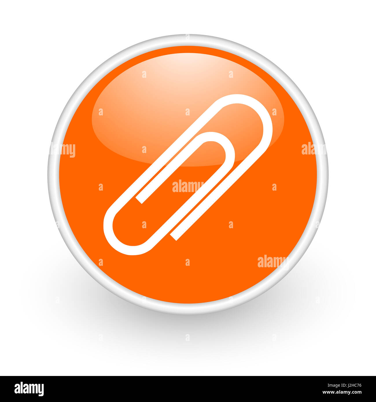Paperclip modern design glossy orange web icon on white background ...