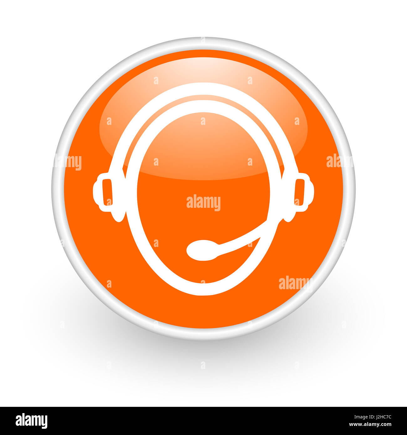 Customer service modern design glossy orange web icon on white ...
