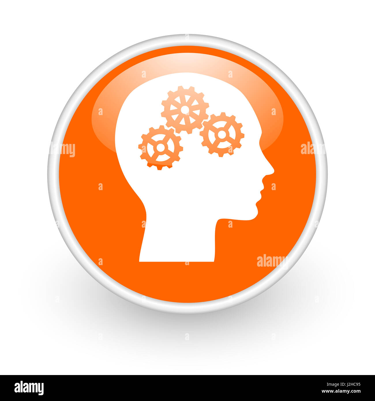 Head modern design glossy orange web icon on white background Stock ...