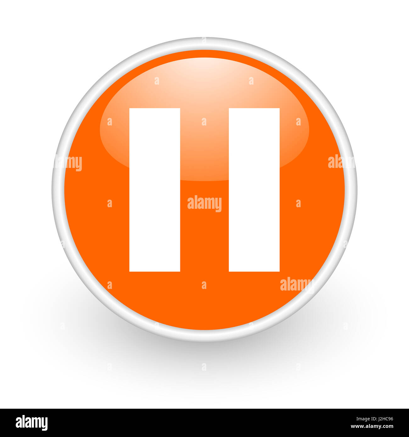 Pause modern design glossy orange web icon on white background Stock ...
