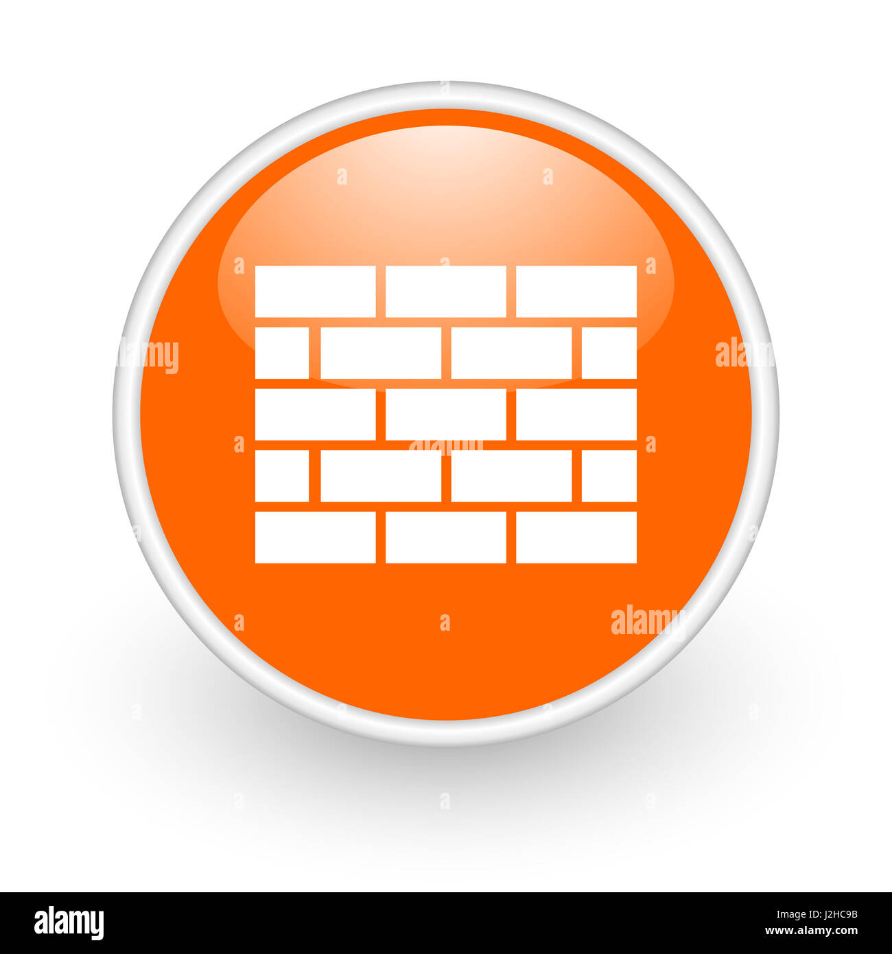 Firewall modern design glossy orange web icon on white background Stock ...