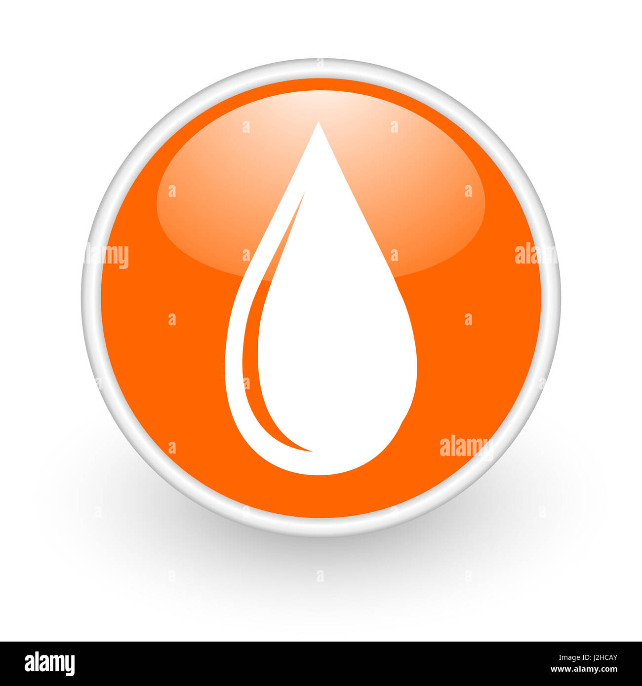 Water drop modern design glossy orange web icon on white background ...