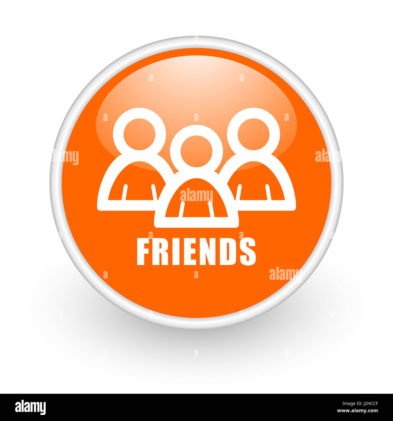 Friends modern design glossy orange web icon on white background Stock ...