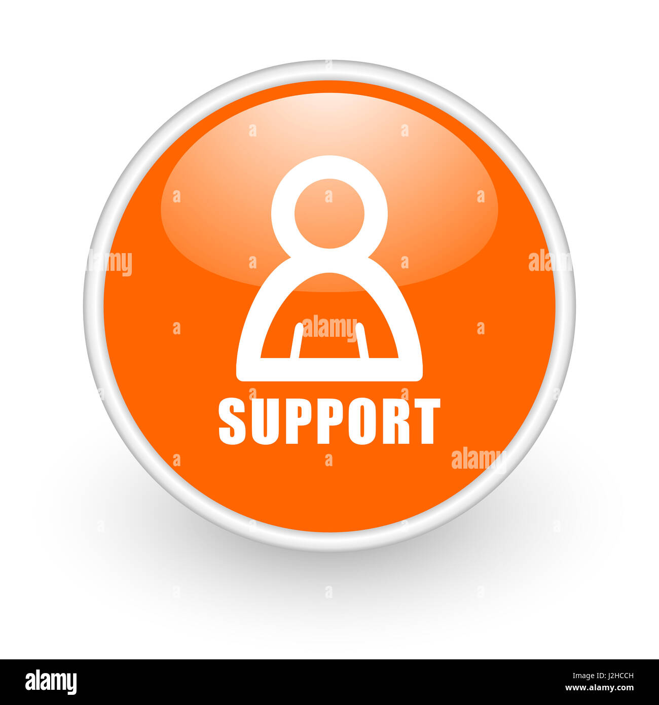Support modern design glossy orange web icon on white background Stock ...