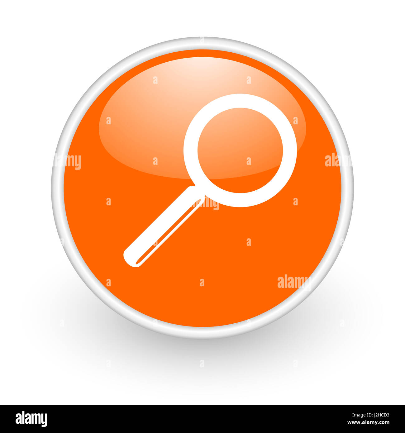 Search modern design glossy orange web icon on white background Stock ...