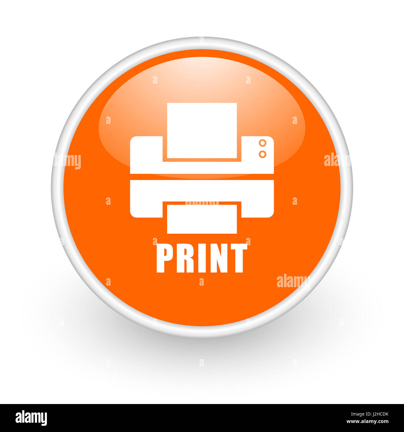 Printer modern design glossy orange web icon on white background Stock ...