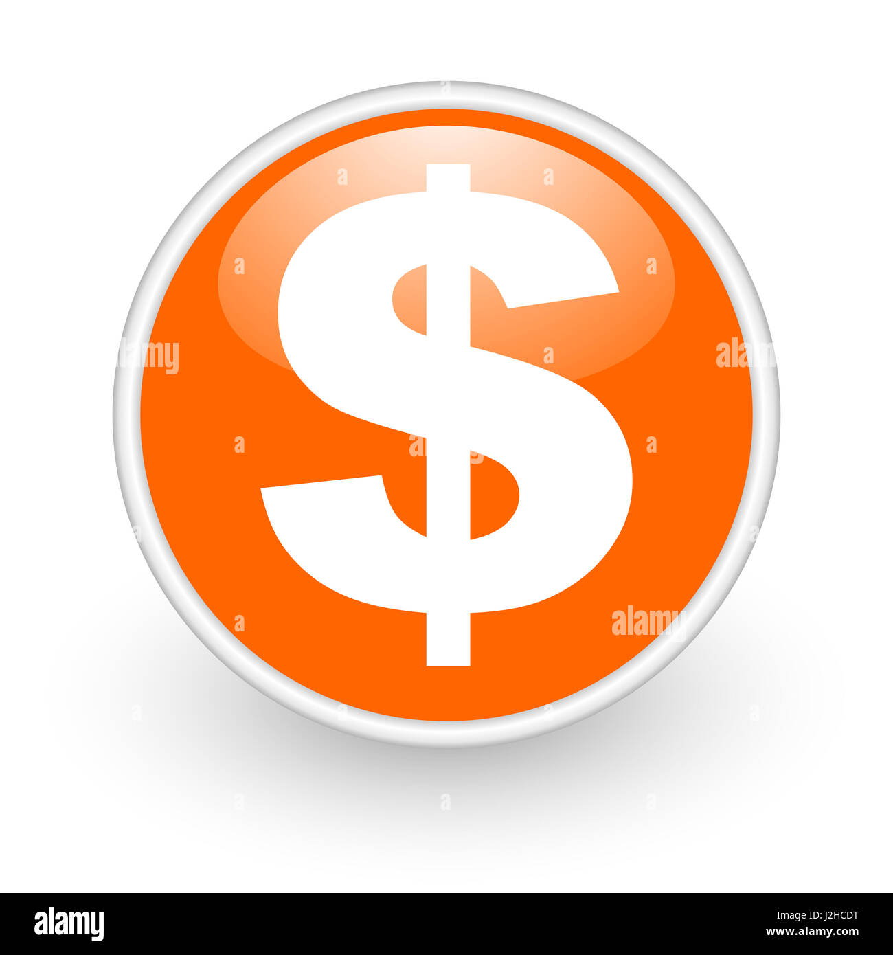 Dollar modern design glossy orange web icon on white background Stock ...