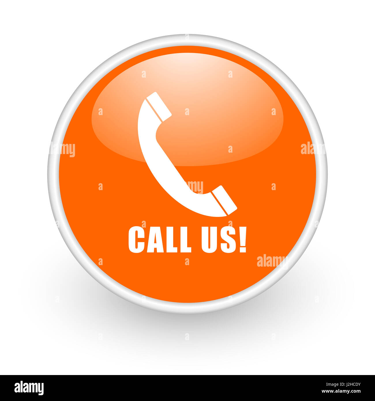 Call us modern design glossy orange web icon on white background Stock ...
