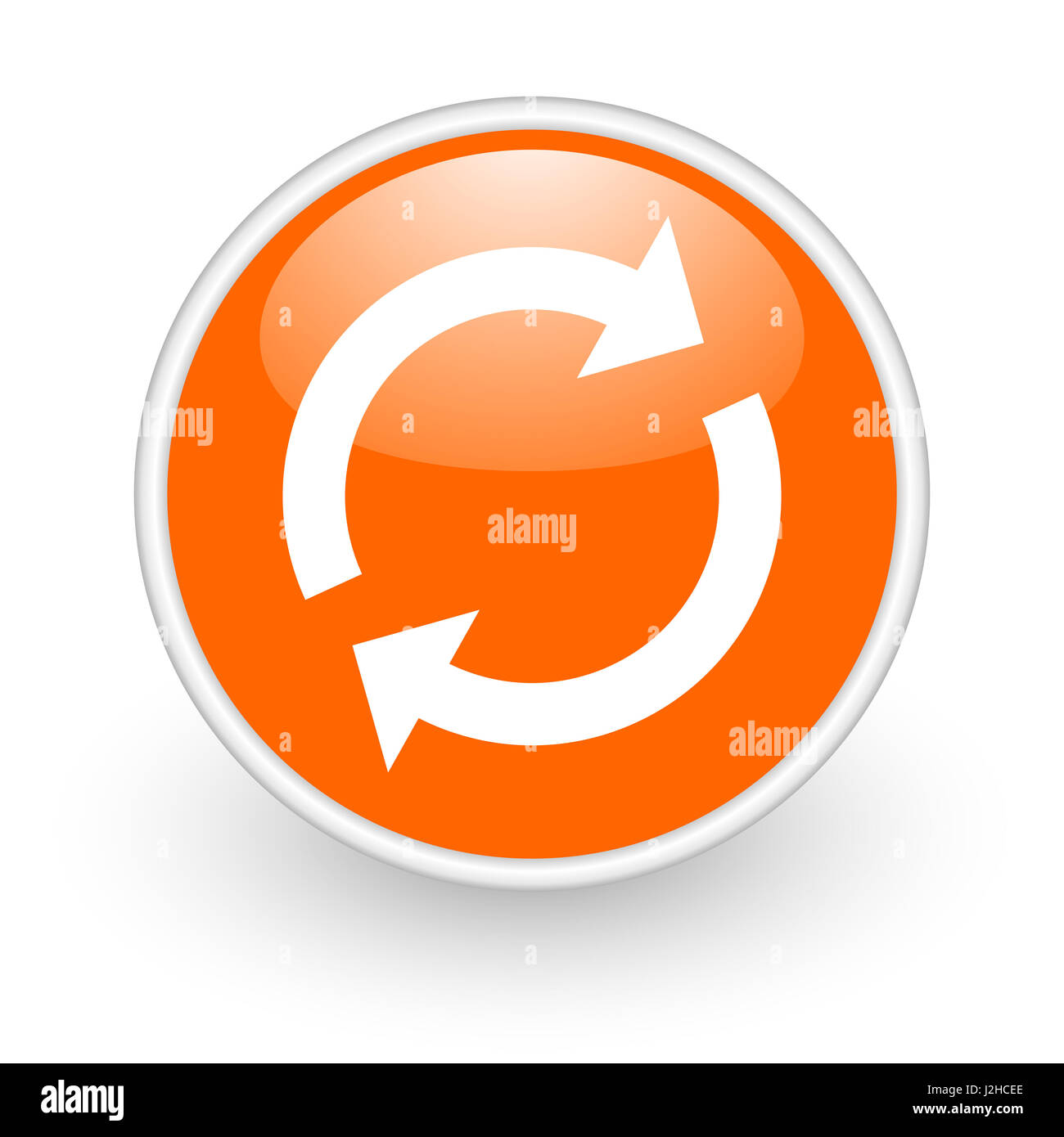 Reload modern design glossy orange web icon on white background Stock ...