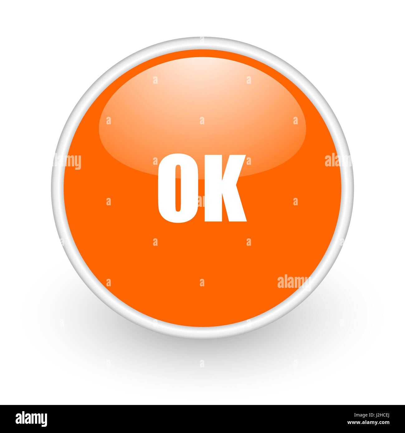 Ok modern design glossy orange web icon on white background Stock Photo ...