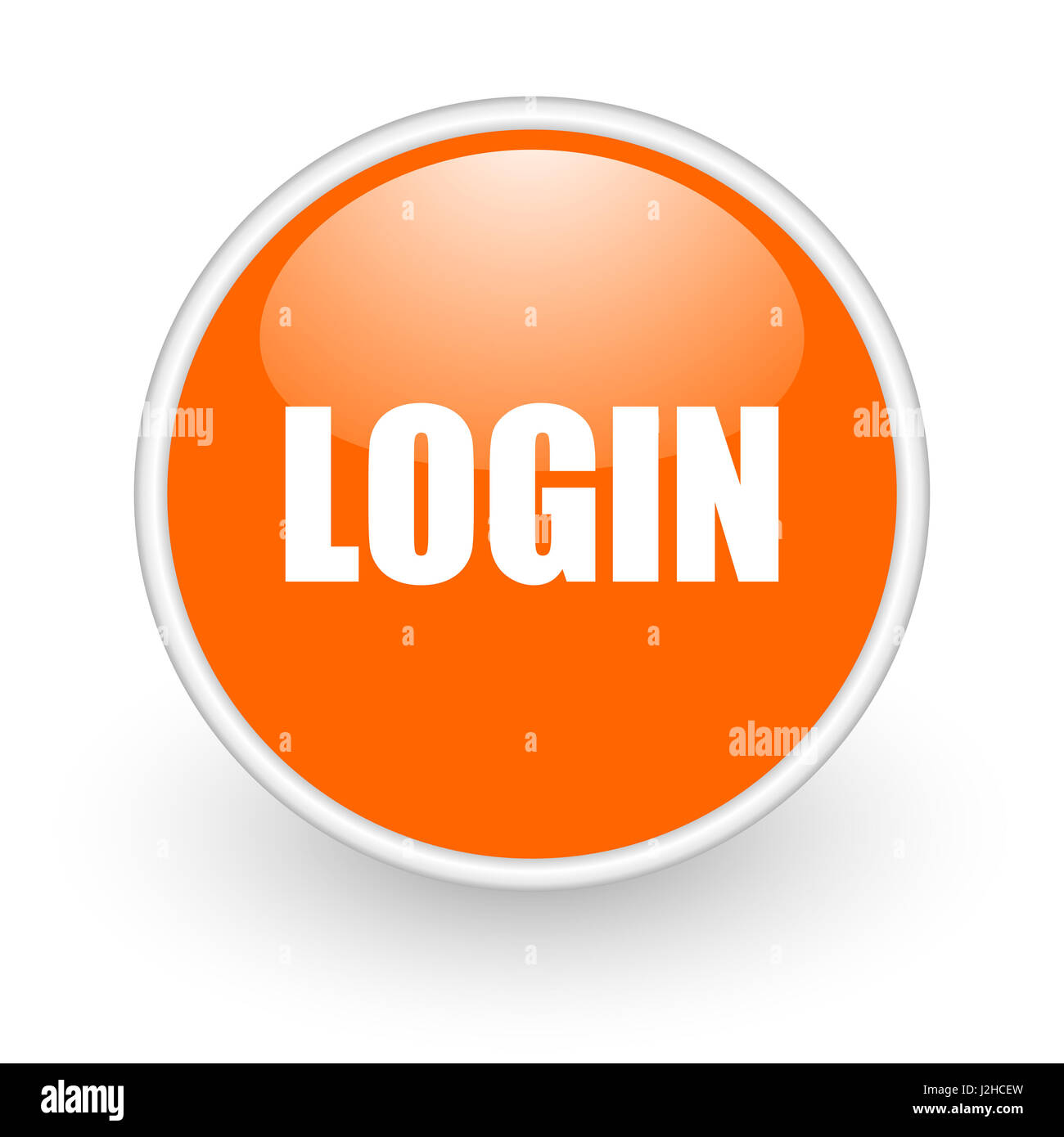 Login modern design glossy orange web icon on white background Stock ...