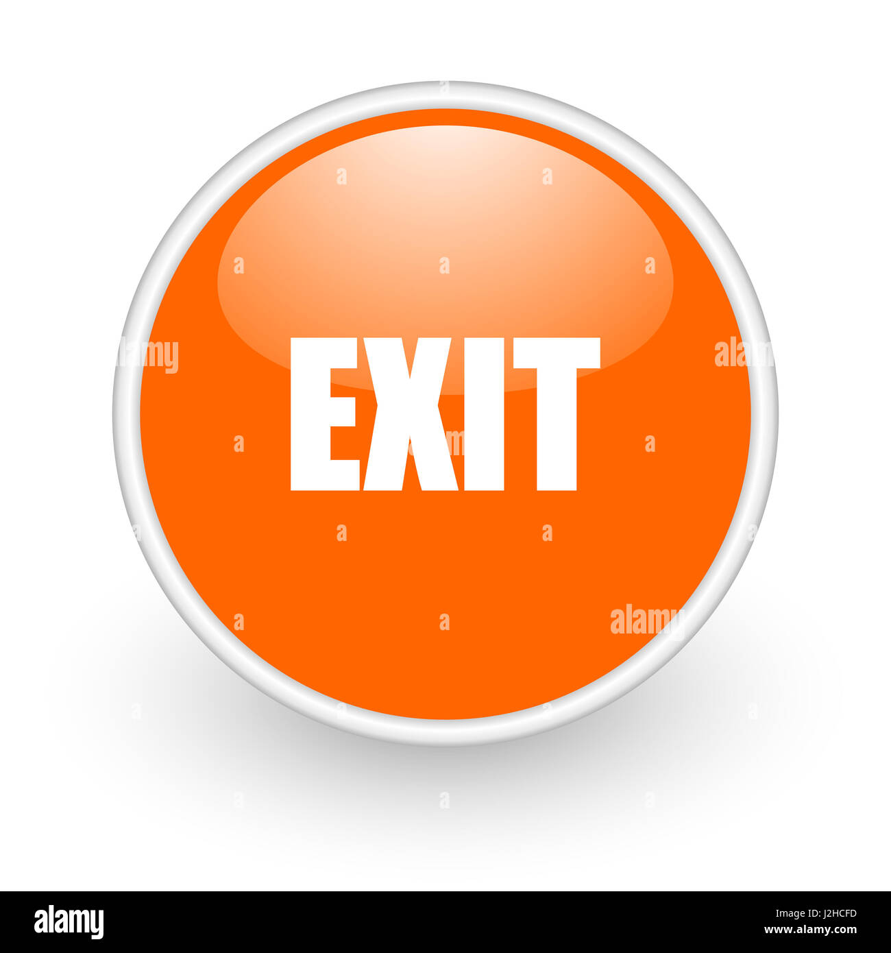 Exit modern design glossy orange web icon on white background Stock ...