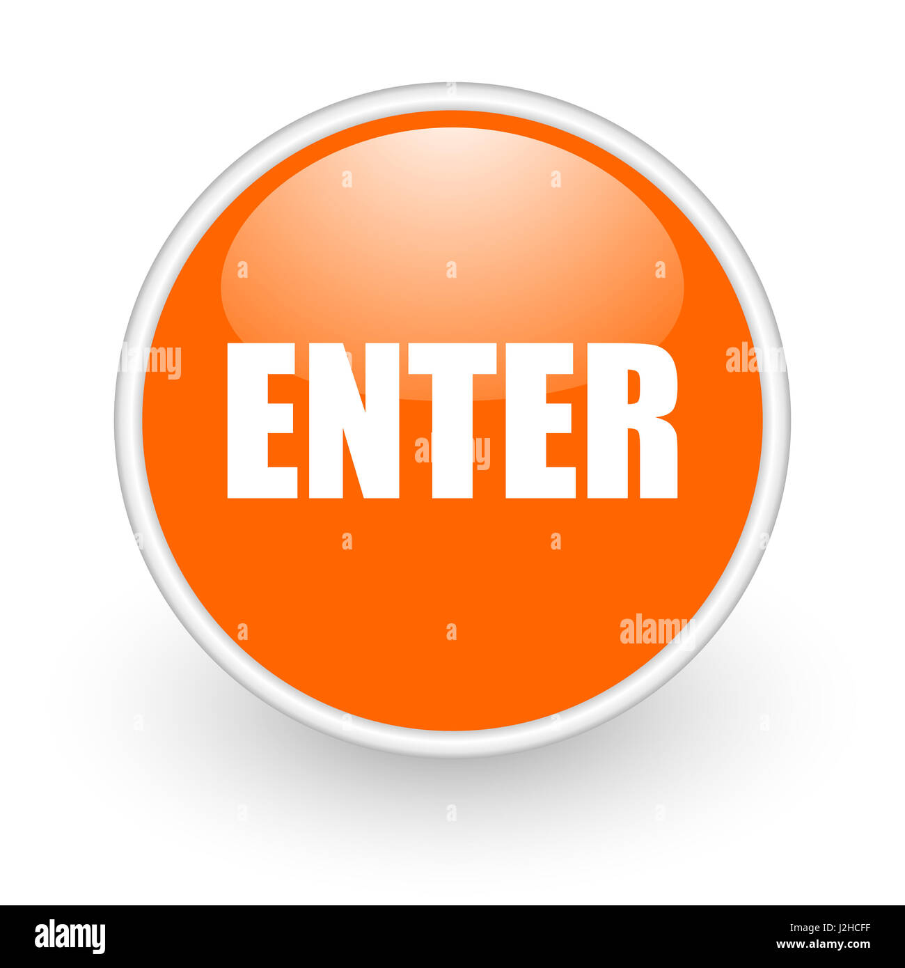 Enter modern design glossy orange web icon on white background Stock ...
