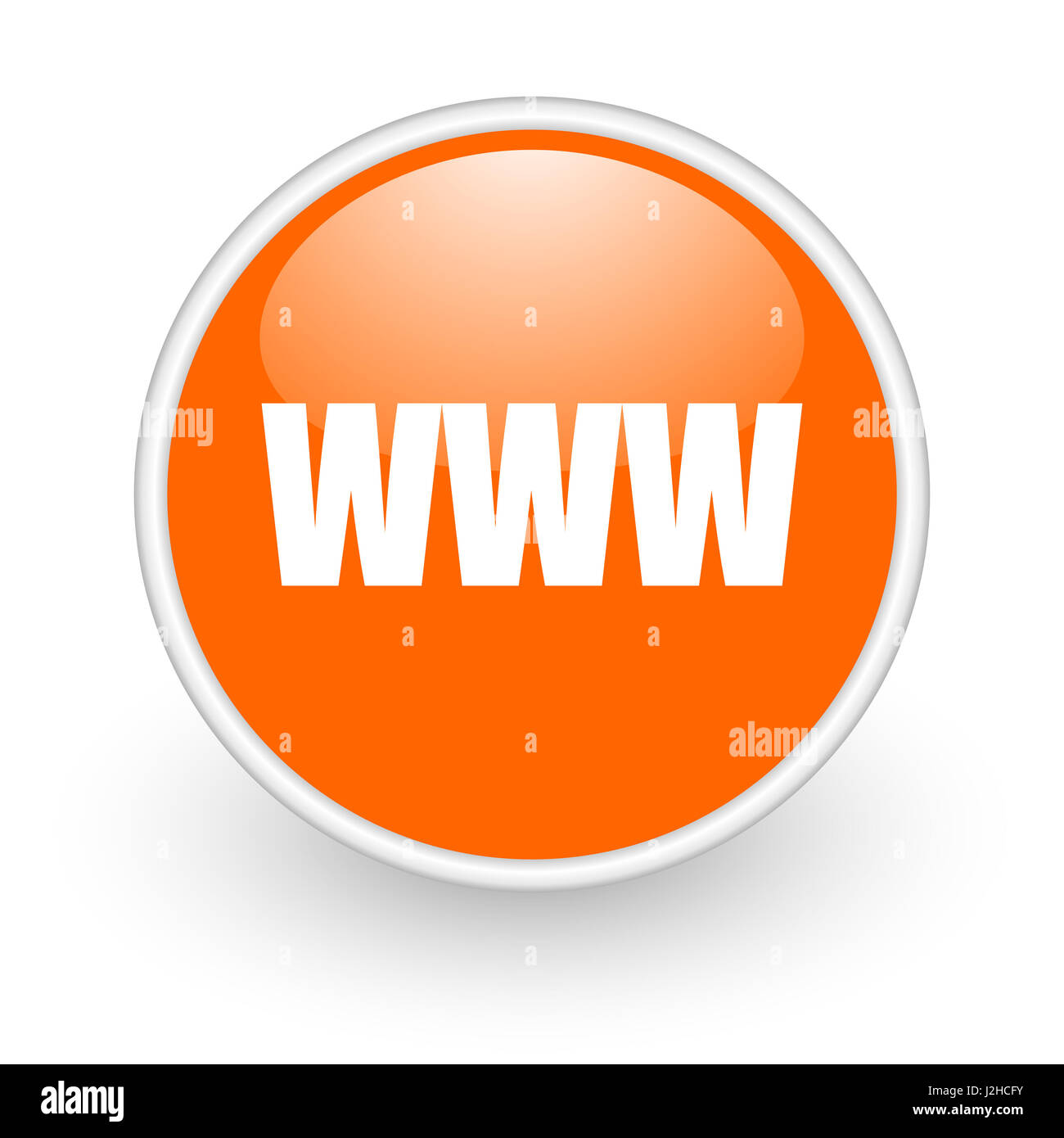 WWW modern design glossy orange web icon on white background Stock ...