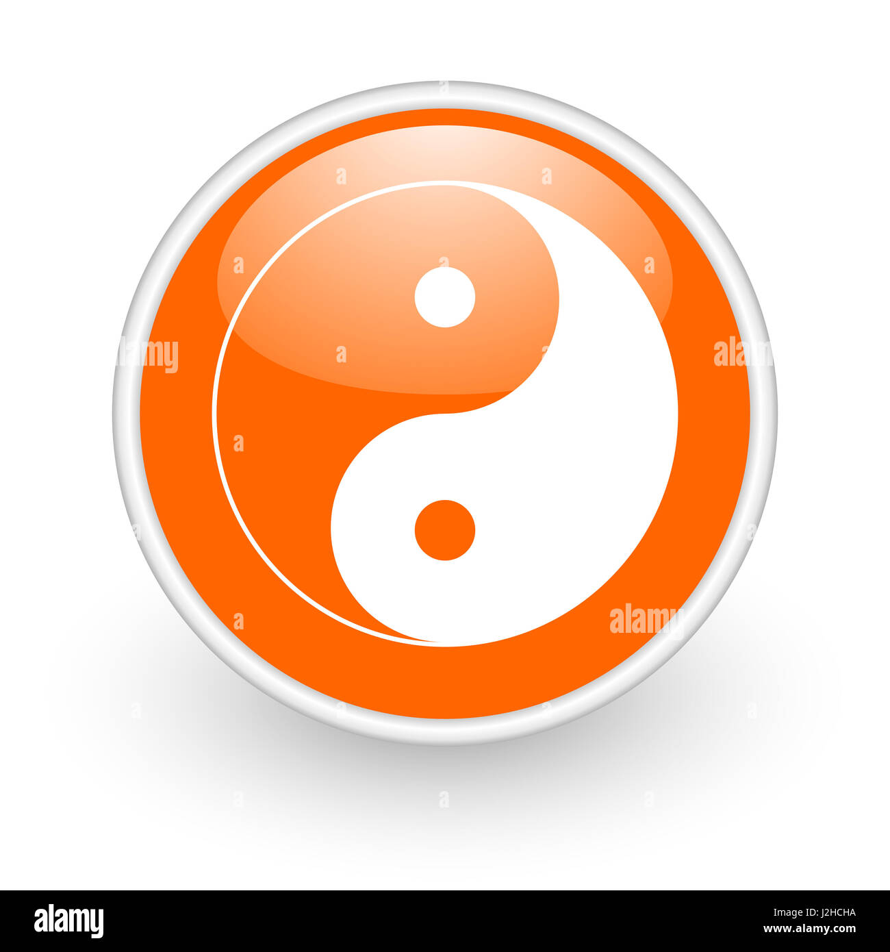Ying yang modern design glossy orange web icon on white background ...