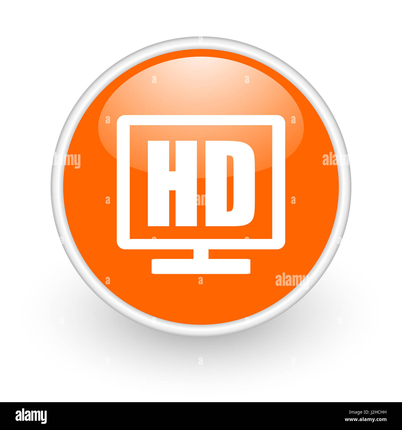 Hd display modern design glossy orange web icon on white background ...