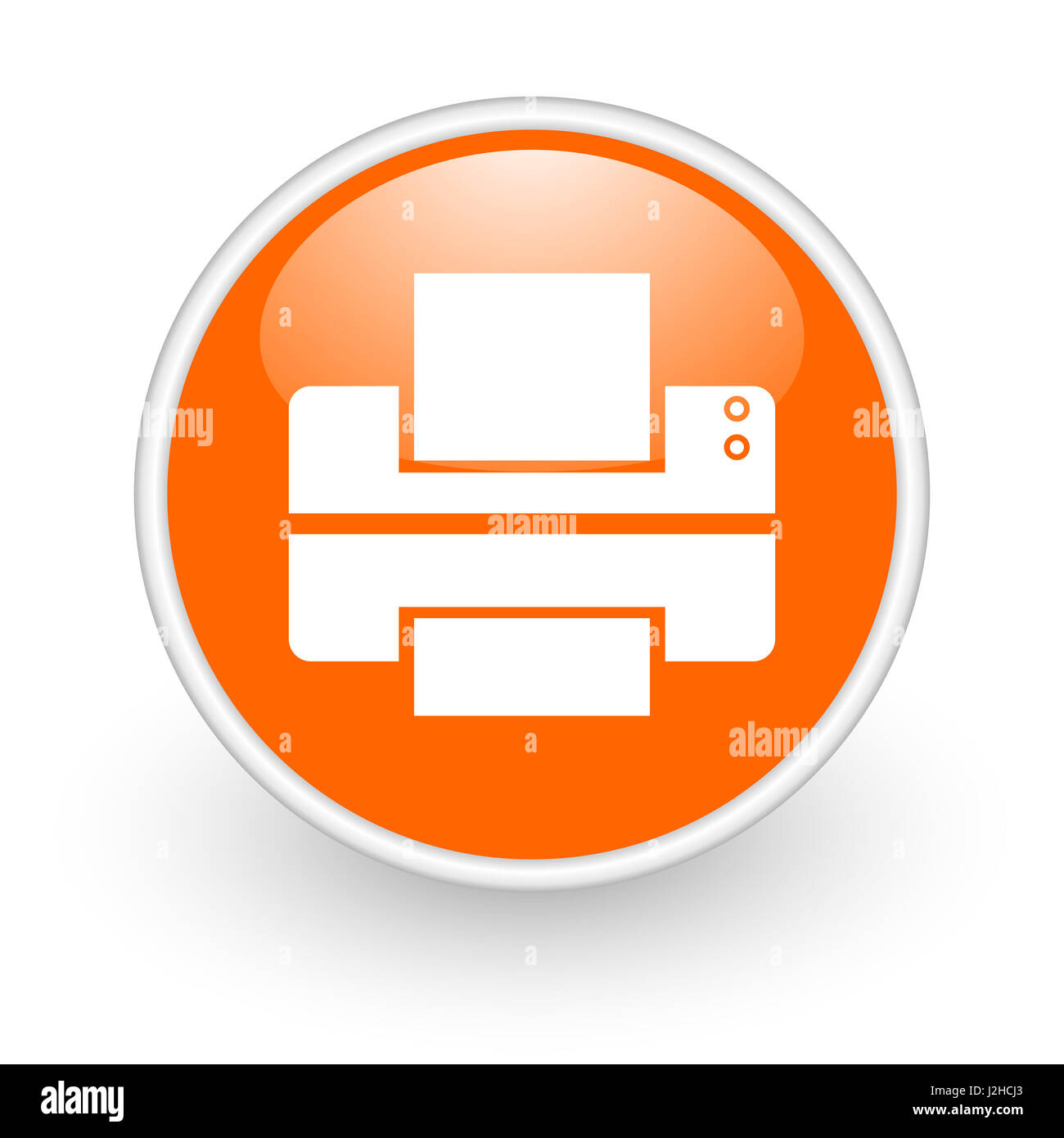 Printer modern design glossy orange web icon on white background Stock ...