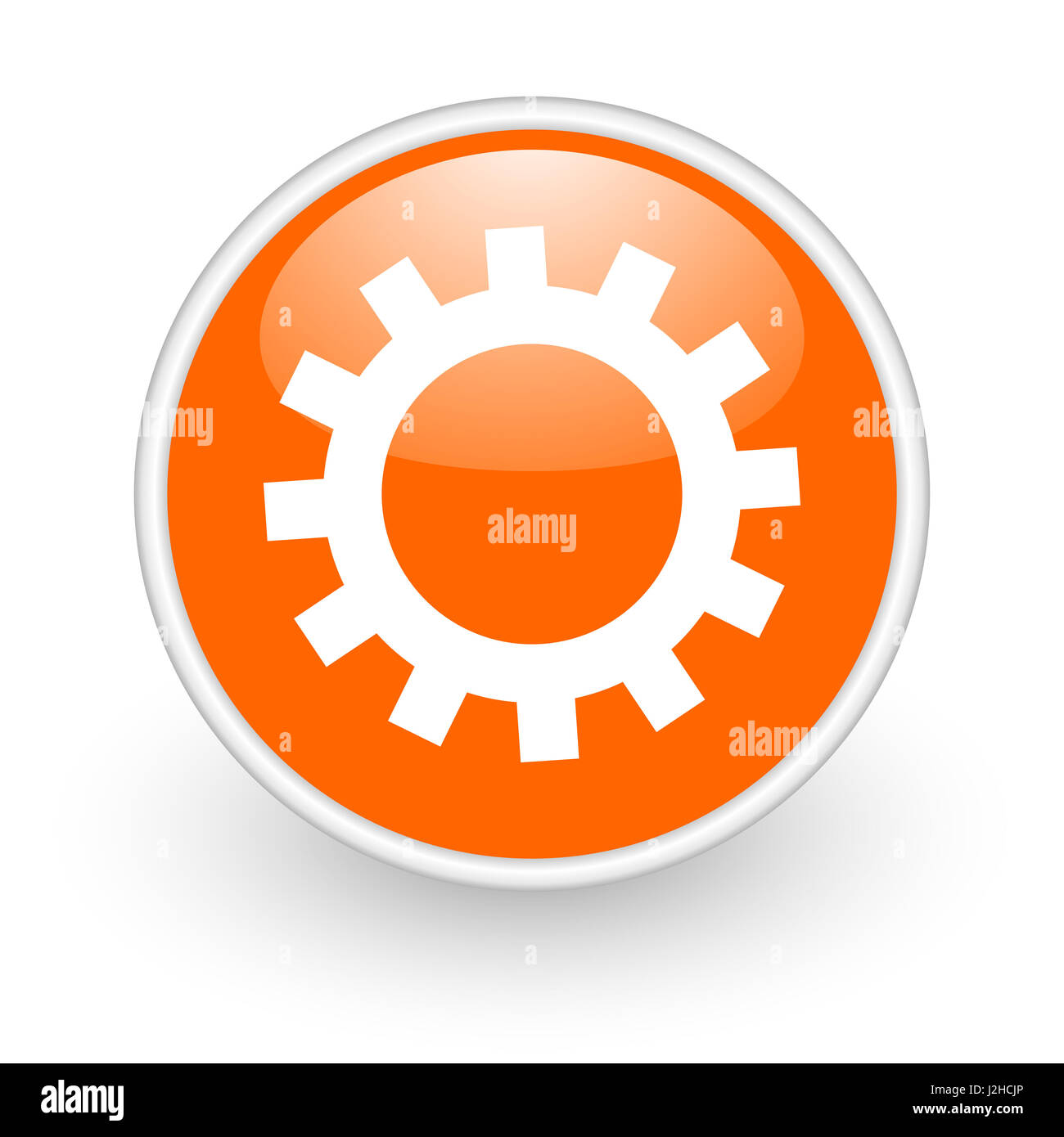 Gear modern design glossy orange web icon on white background Stock ...