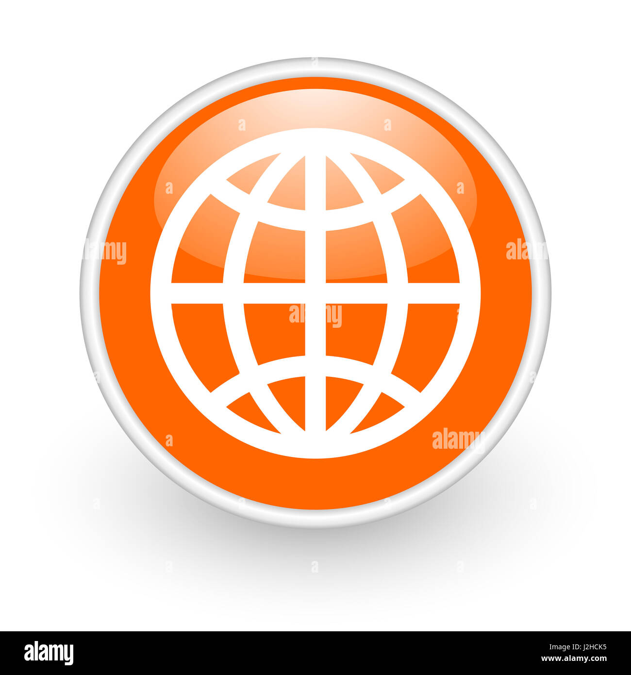 Earth modern design glossy orange web icon on white background Stock ...