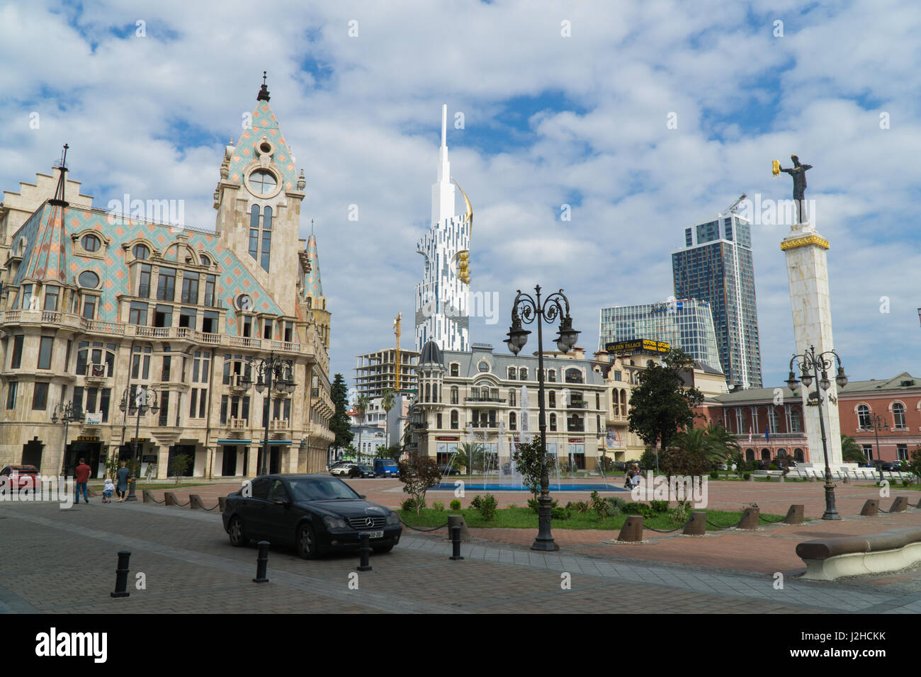 BATUMI, GEORGIA - OCT 7, 2016: View of Europe square in the city centre ...
