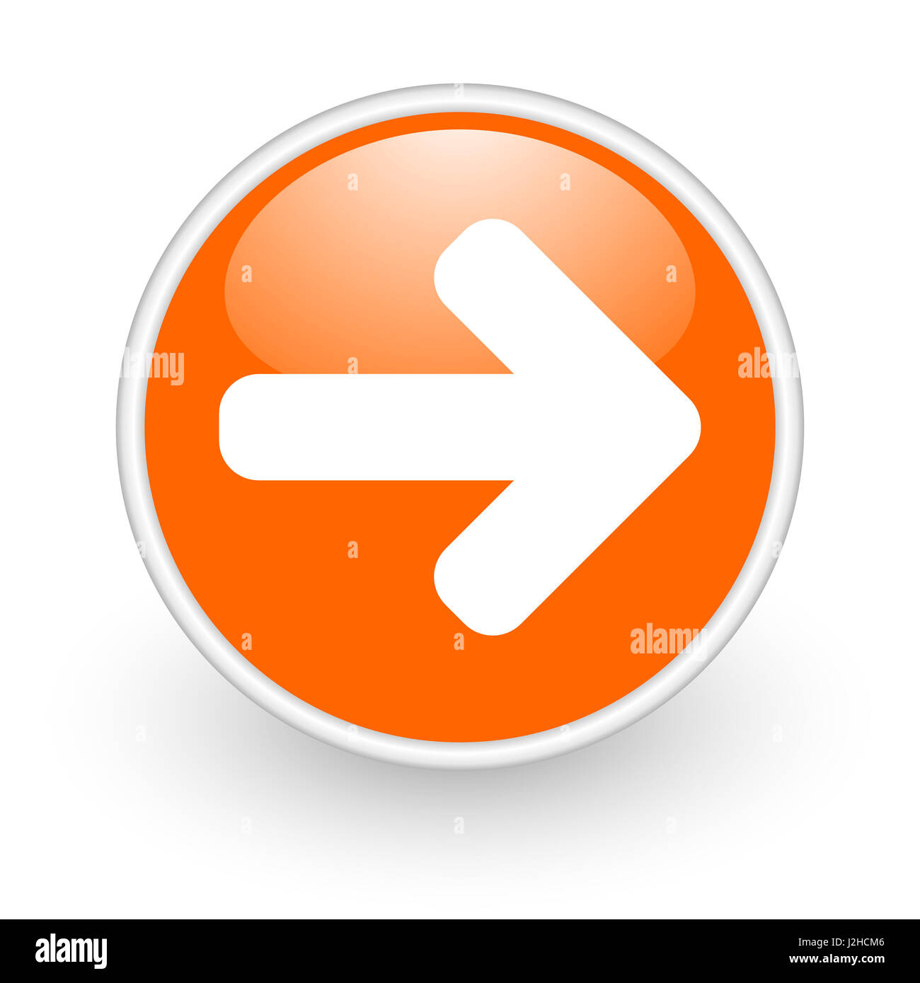 Right arrow modern design glossy orange web icon on white background ...