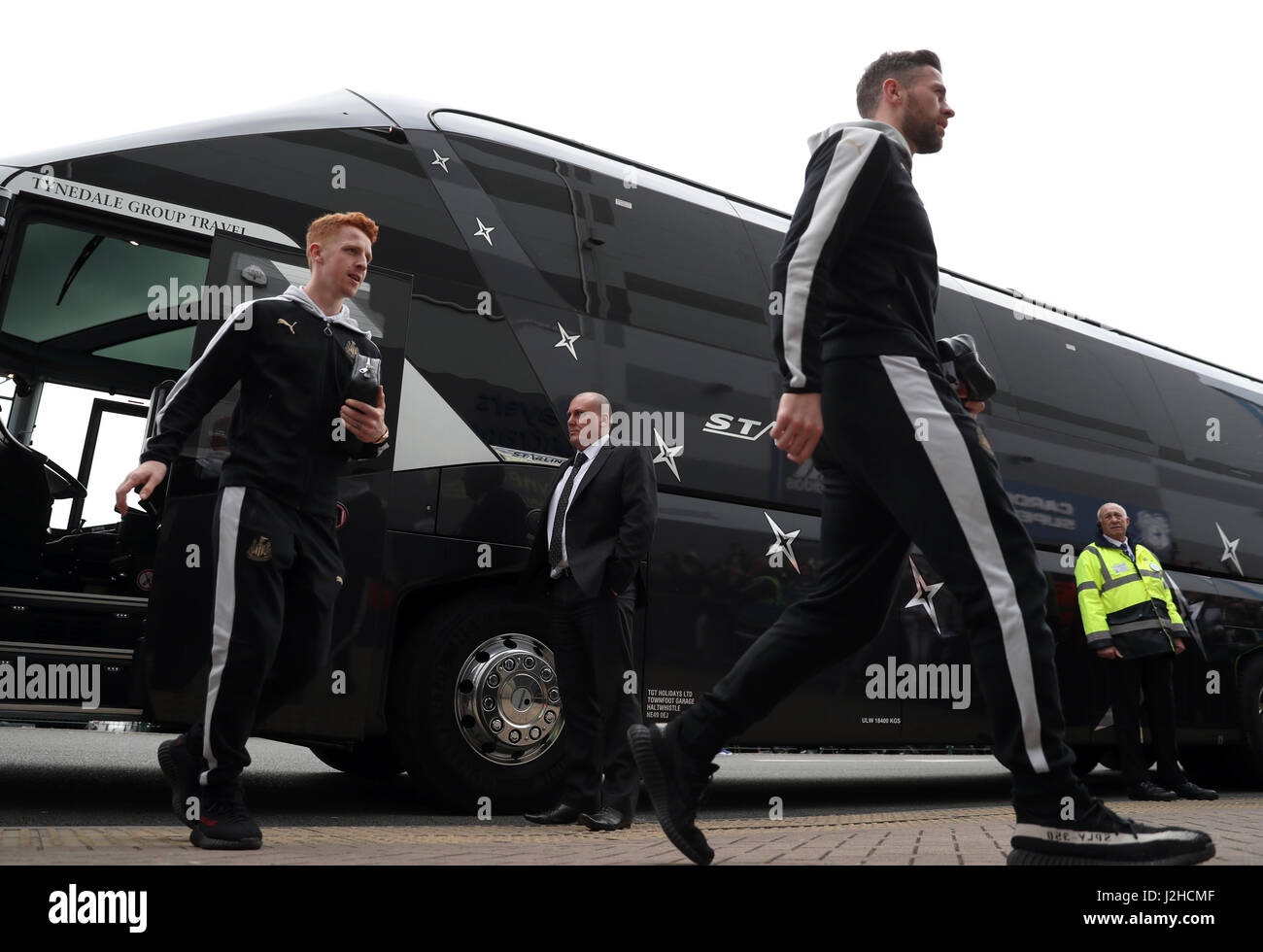 Newcastle United's Jack Colback (left) and Daryl Murphy arrive for the ...