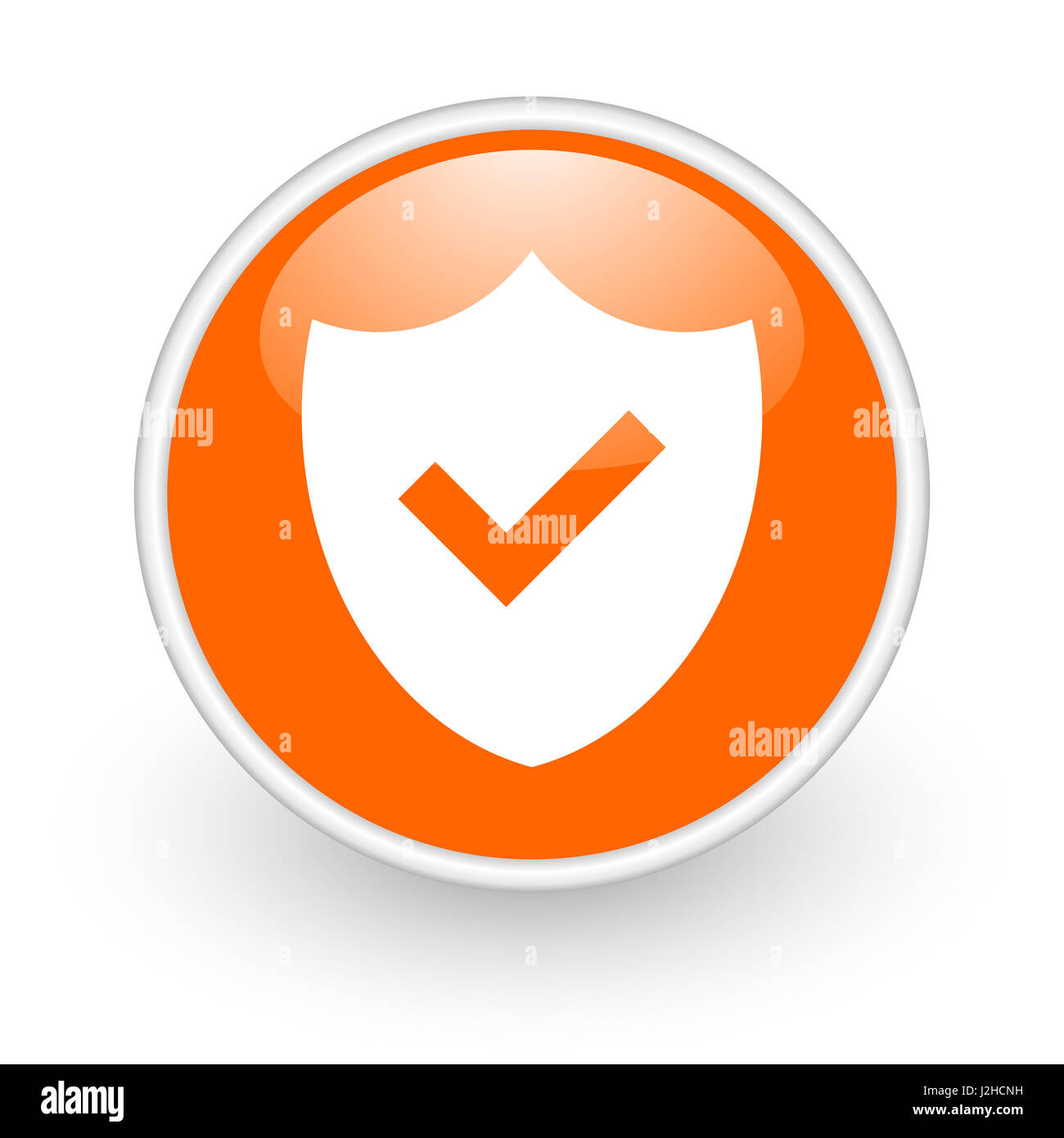 Shield modern design glossy orange web icon on white background Stock ...