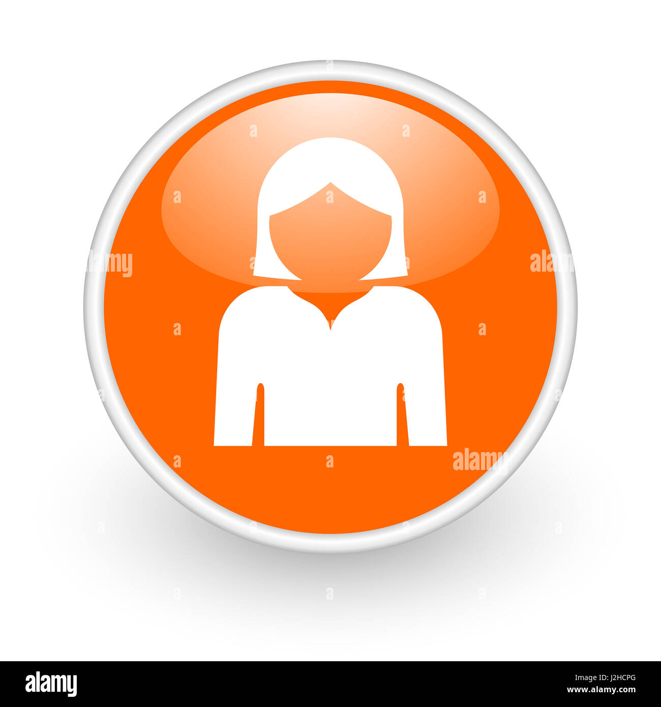 Profile avatar modern design glossy orange web icon on white background ...