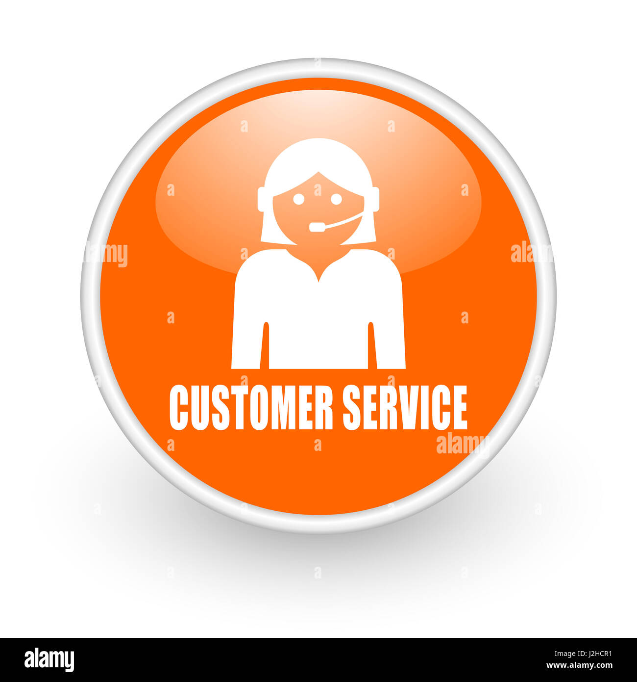 Customer service modern design glossy orange web icon on white ...