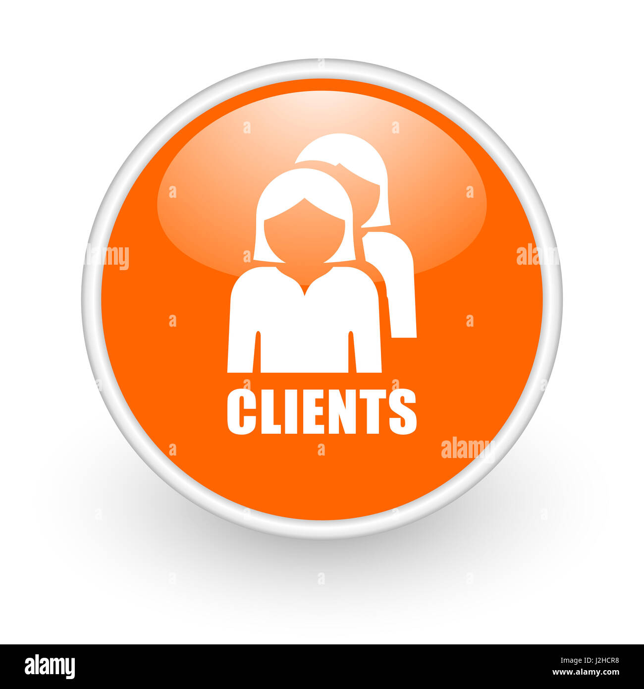 Clients modern design glossy orange web icon on white background Stock ...
