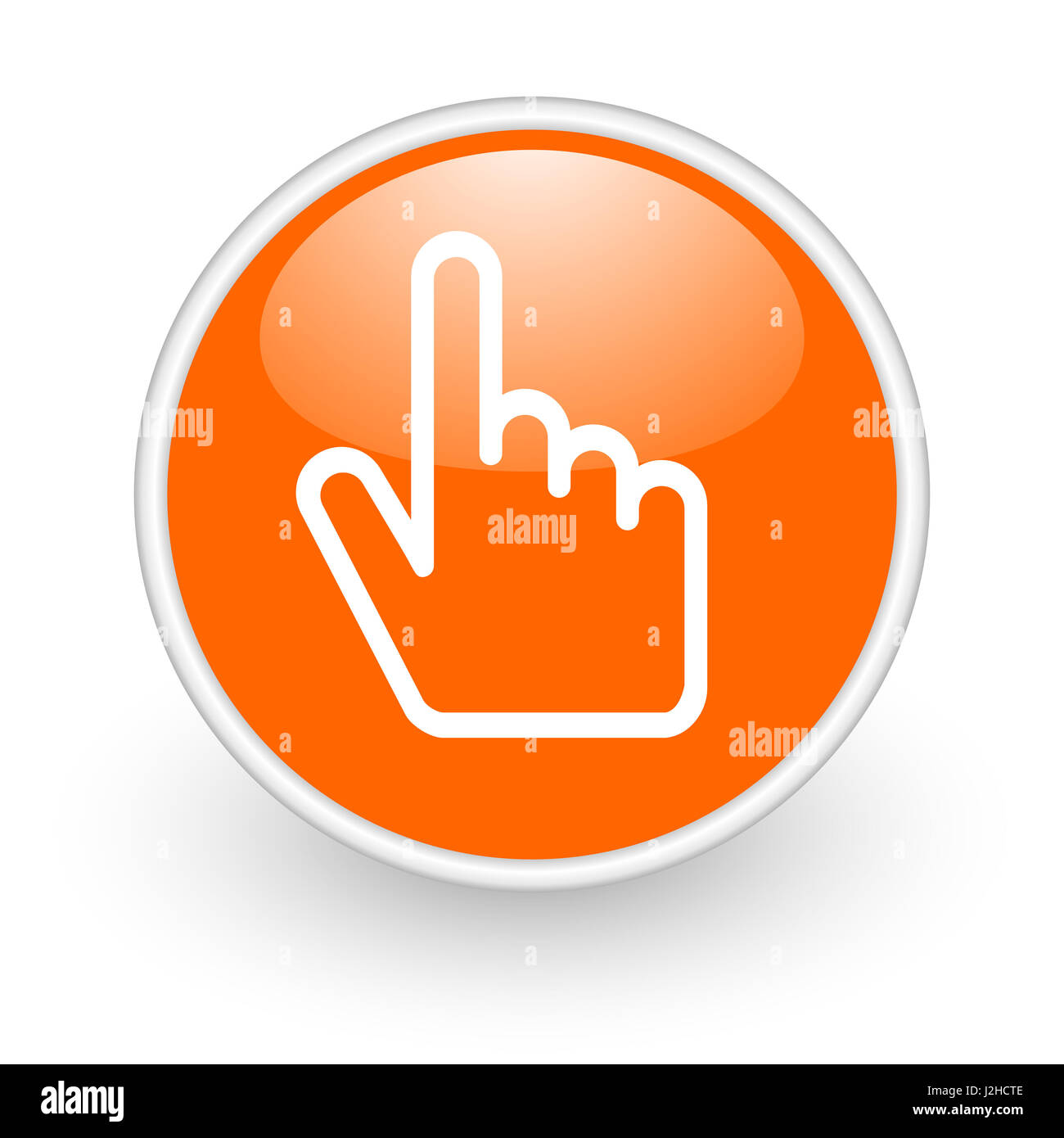 Cursor hand modern design glossy orange web icon on white background ...