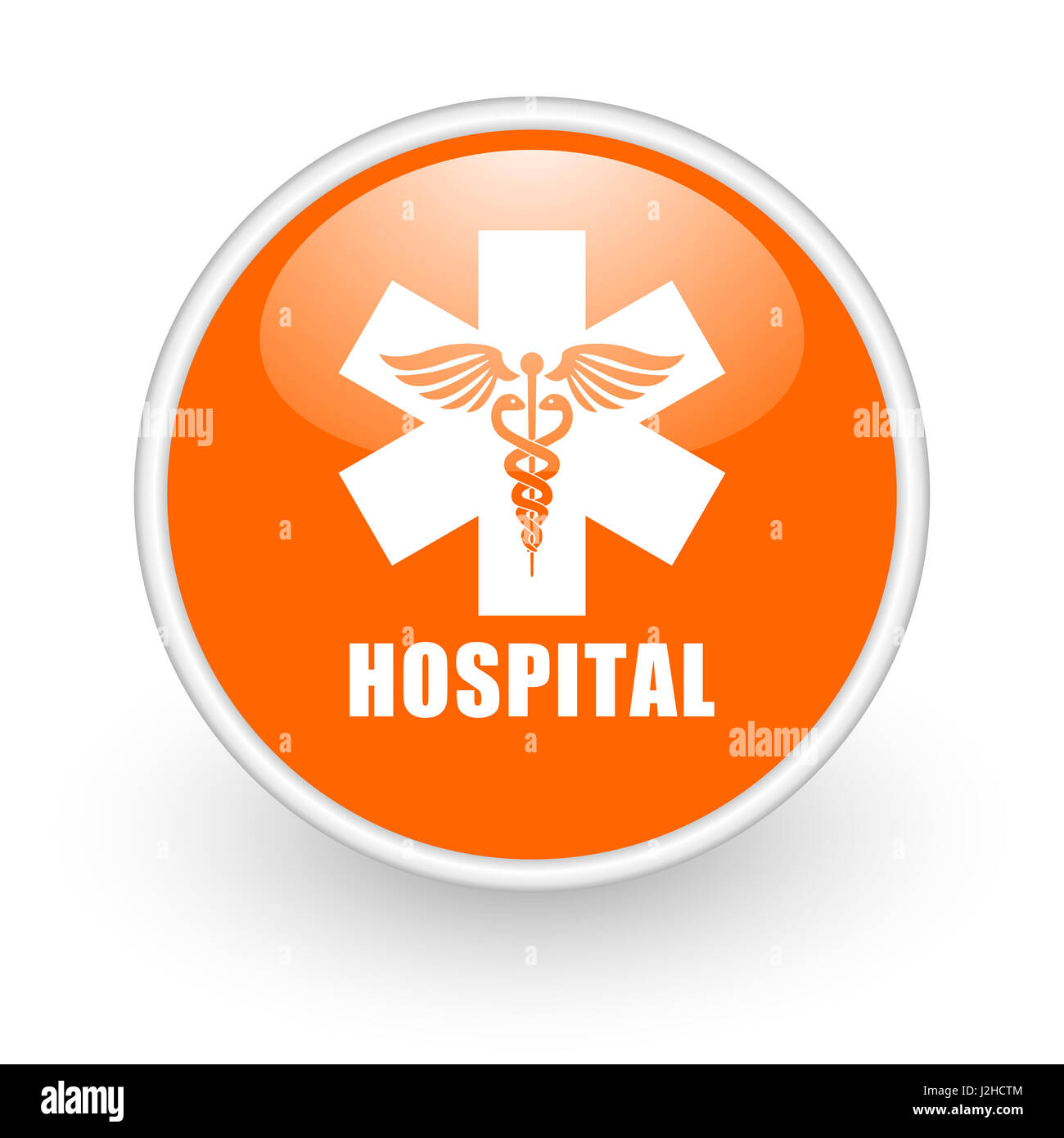 Hospital modern design glossy orange web icon on white background Stock ...