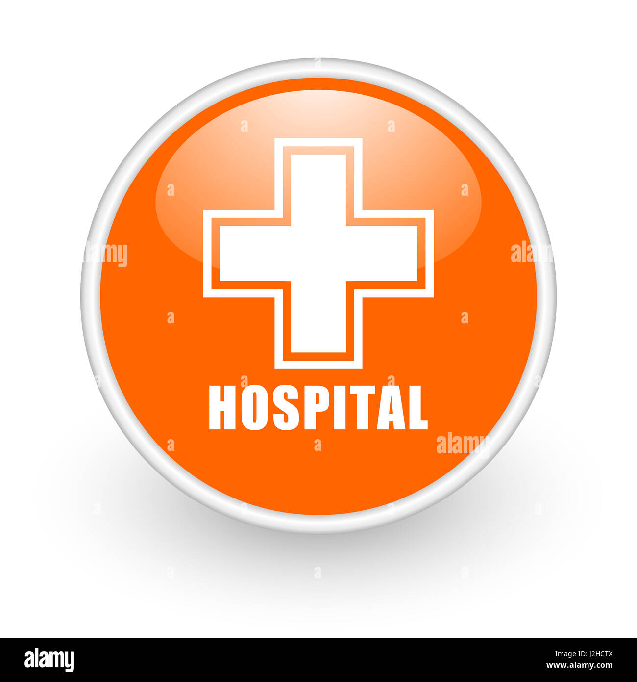 Hospital modern design glossy orange web icon on white background Stock ...