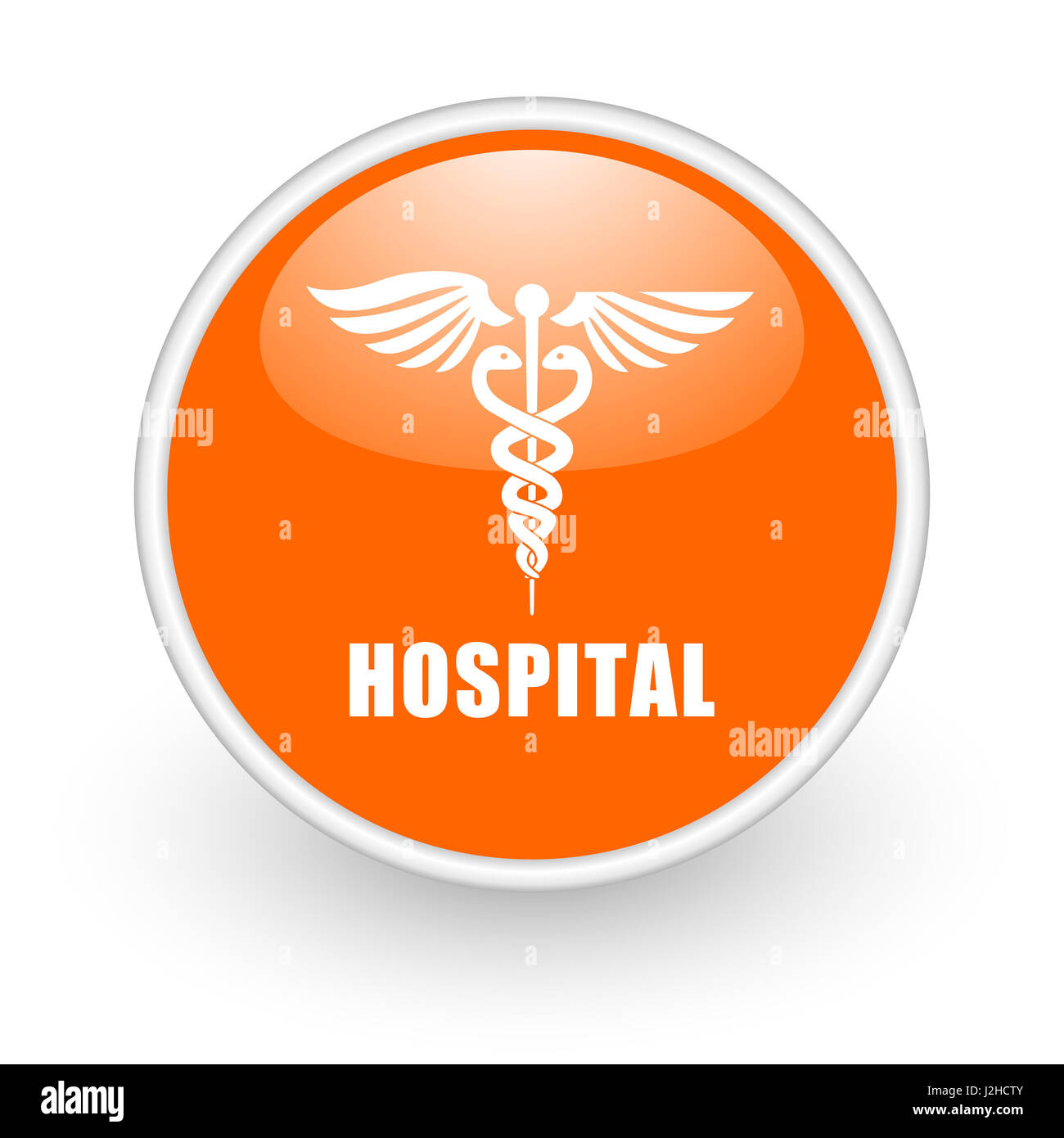 Hospital modern design glossy orange web icon on white background Stock ...
