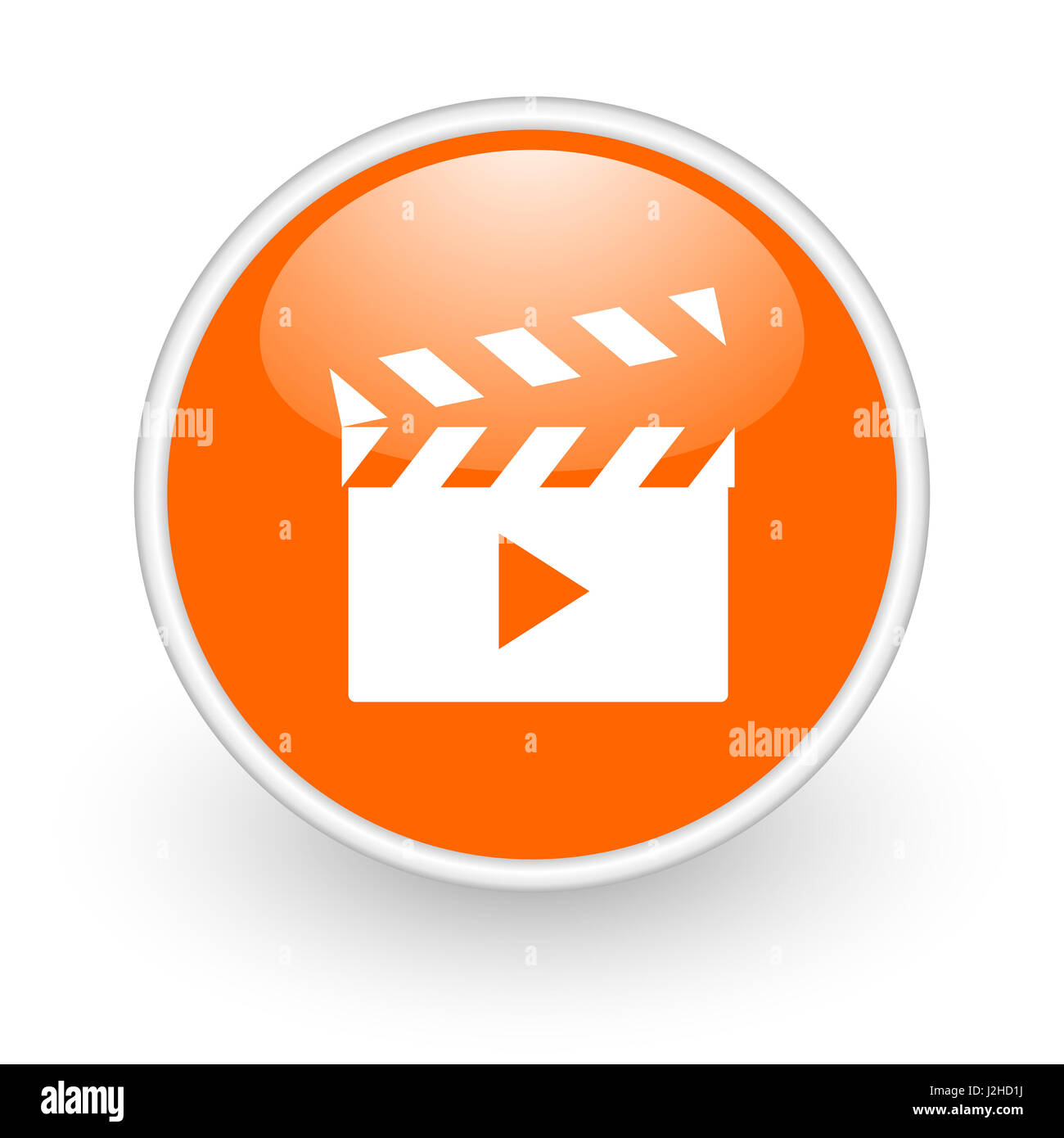 Video modern design glossy orange web icon on white background Stock ...