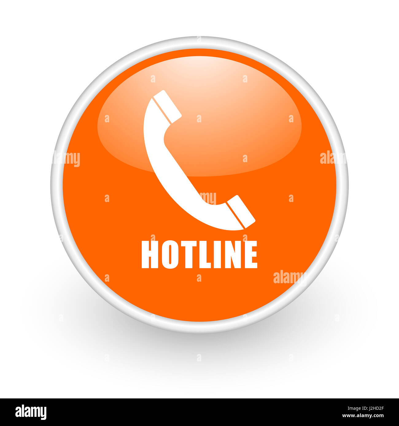 Hotline modern design glossy orange web icon on white background Stock ...