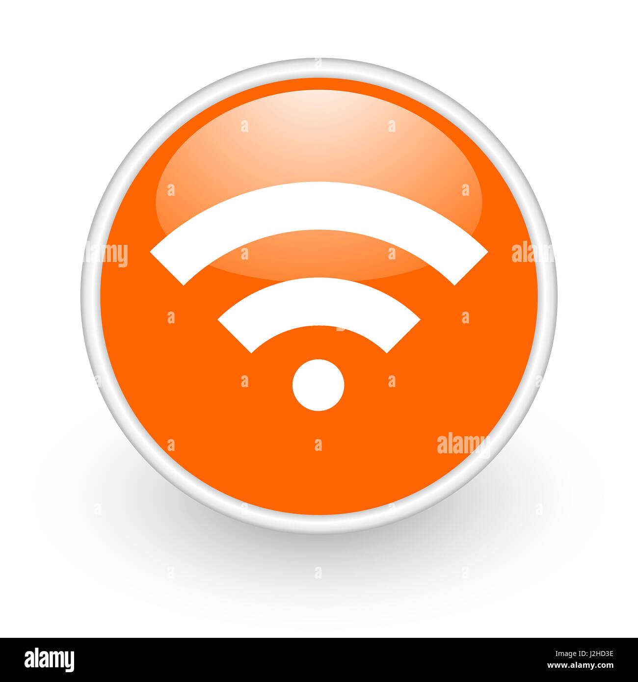 Wireless modern design glossy orange web icon on white background Stock ...