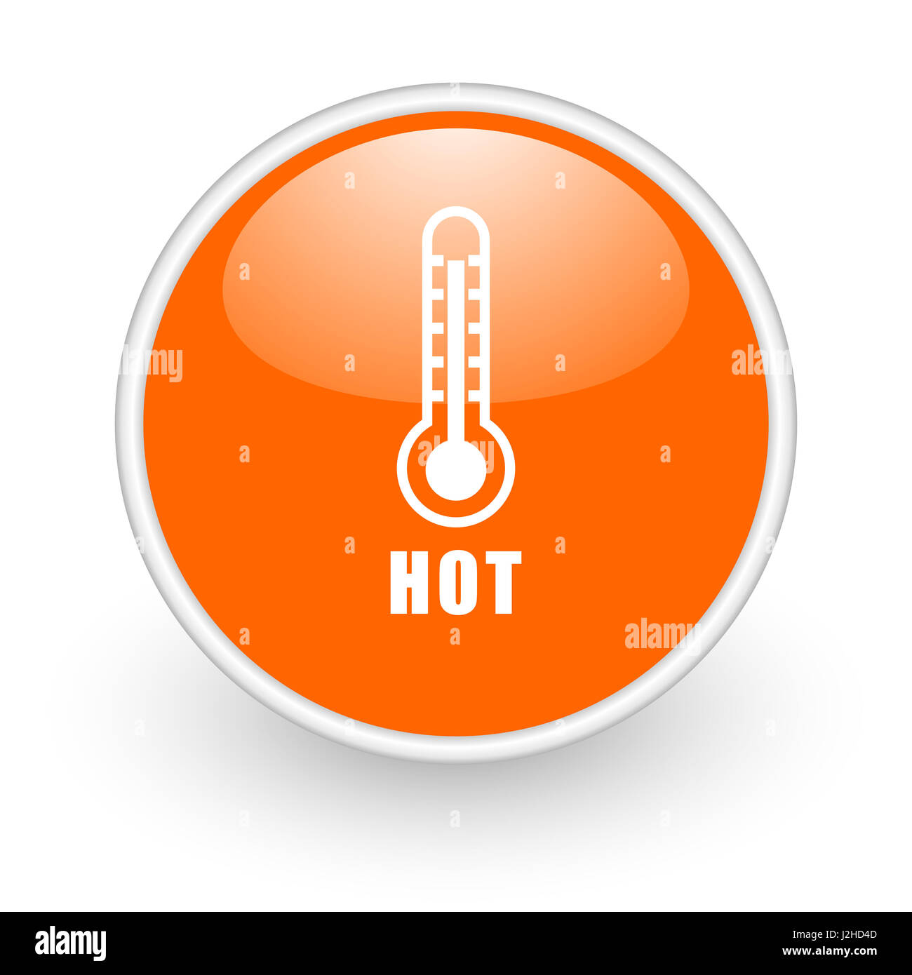 Hot temperature modern design glossy orange web icon on white ...