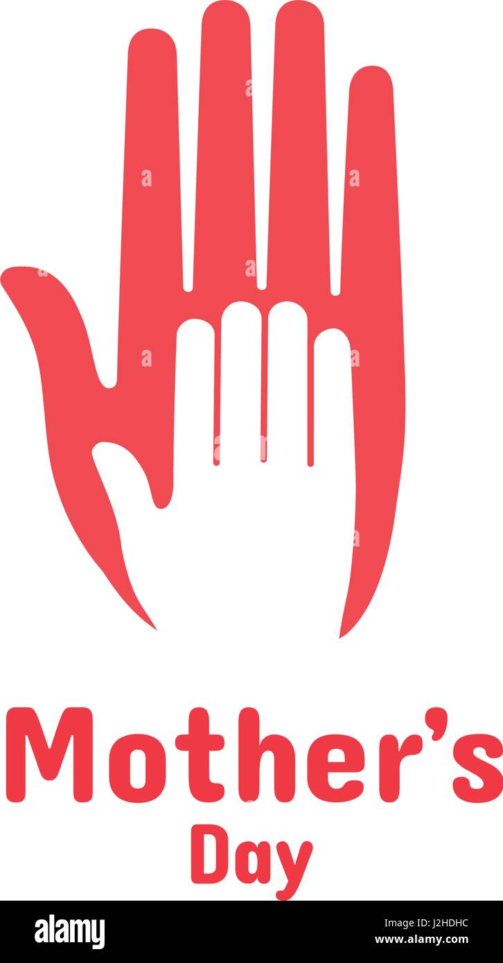 Vector design element. Hand of child lying on woman's hand, symbol of ...